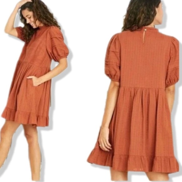Universal Thread | Dresses | Universal Thread Orange Ruffled Mock Neck ...